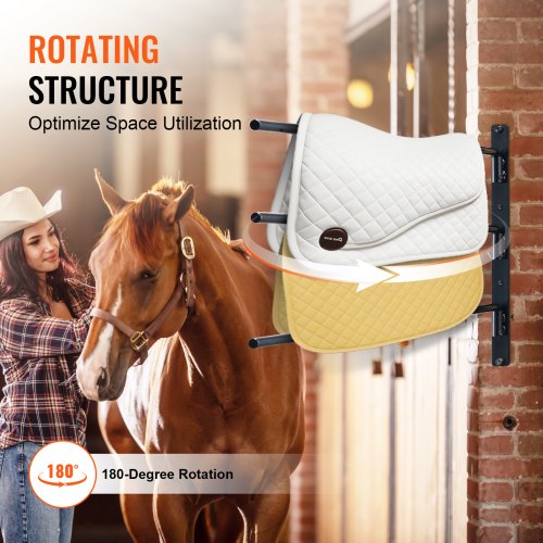 VEVOR Wall Mounted Saddle Rack Three Tiers Swing Out Saddle Pad Holder ...