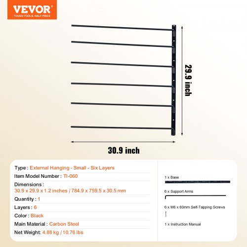 VEVOR Wall Mounted Saddle Rack Six Tiers English & Western Horse Saddle ...