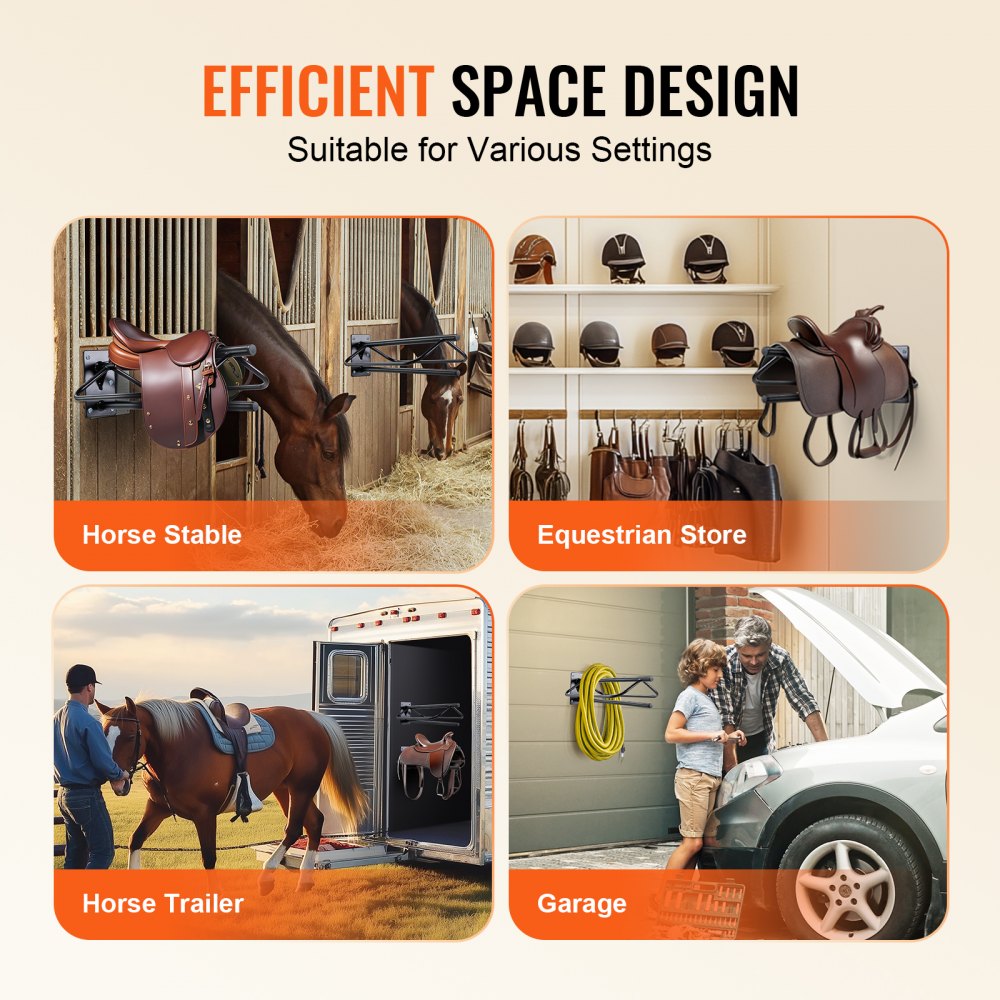 VEVOR Saddle Rack with Pad Bar 2 Packs Wall Mounted Horse Saddle Stand ...