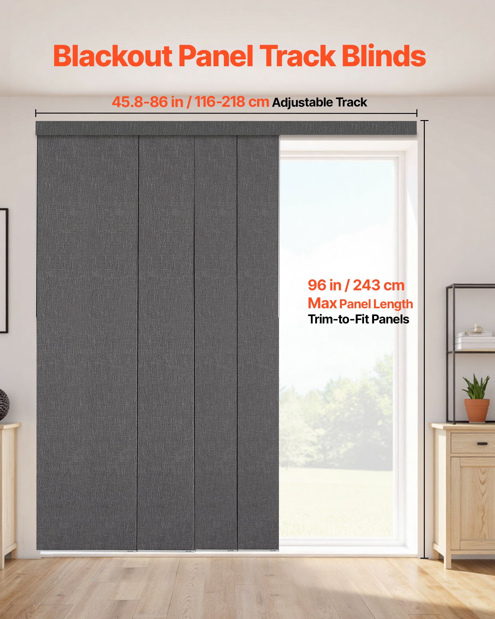 VEVOR Panel Track Blinds, Extendable Track from 116 cm to 218 cm W ...
