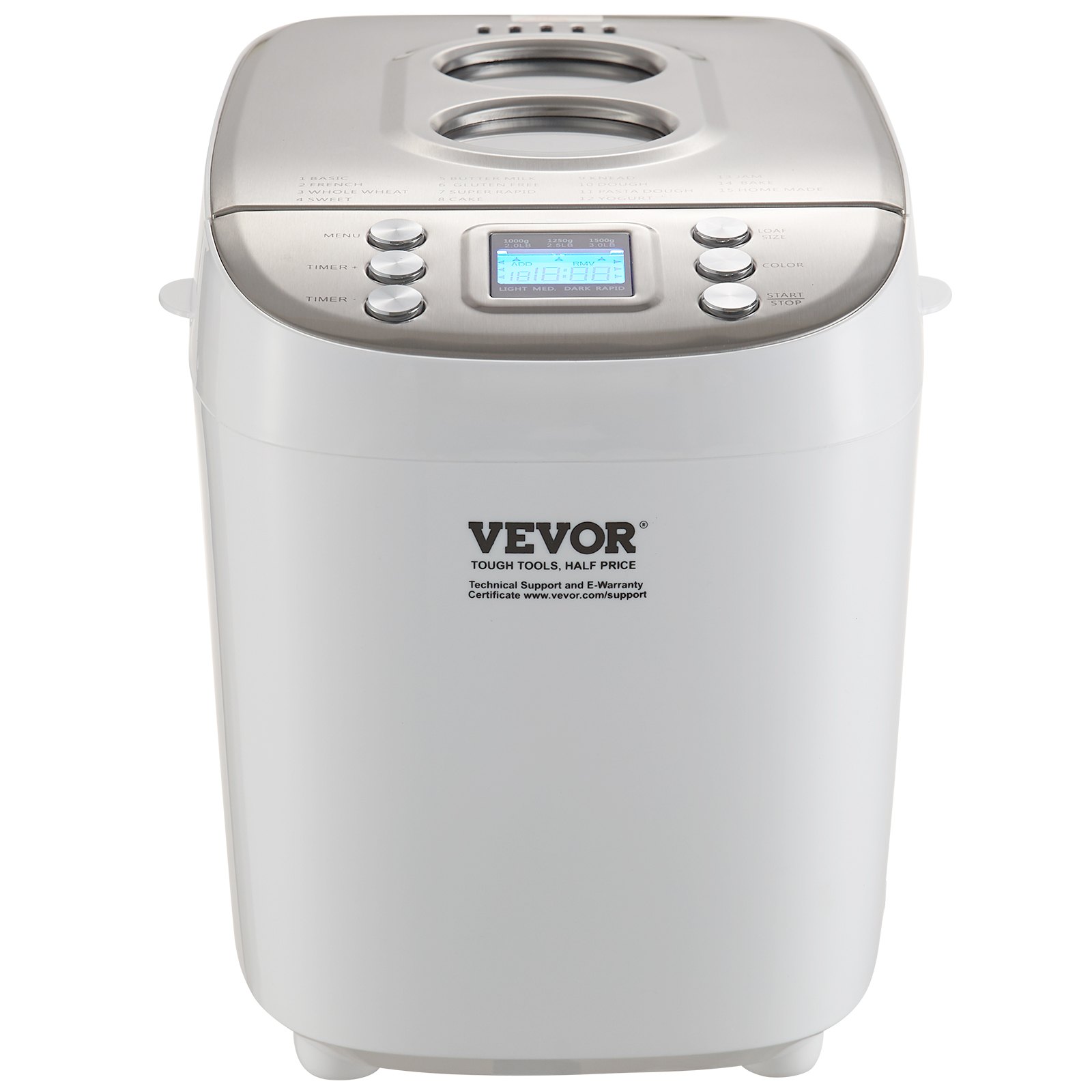 VEVOR Bread Maker, 15-in-1 3LB Dough Machine, Nonstick Ceramic Pan ...