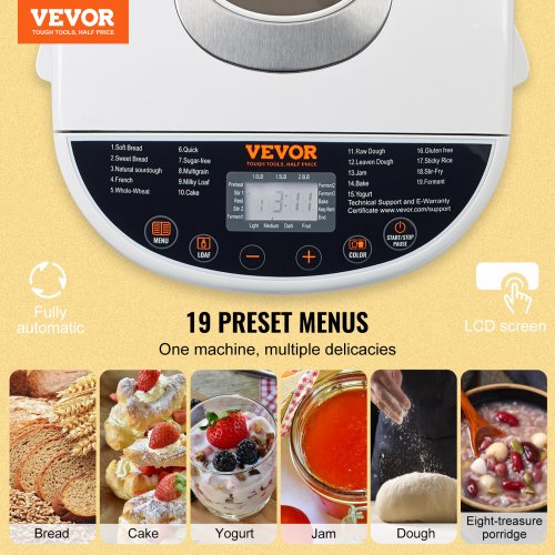 VEVOR Bread Maker, 19-in-1 2LB Dough Machine, Nonstick Ceramic Pan ...