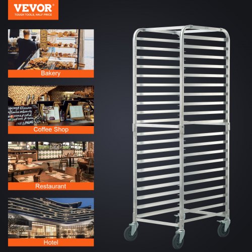 VEVOR Bun Pan Rack, 20-Tier Commercial Bakery Racks with Brake Wheels ...