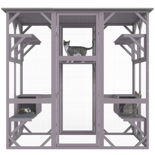 VEVOR Cat House Outdoor, 7-Tier Large Catio, Cat Enclosure with 5 ...
