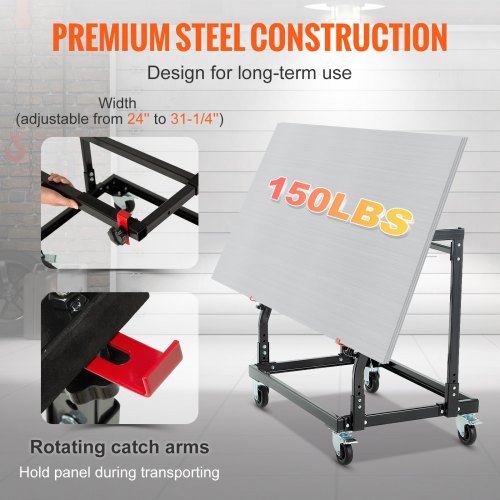 VEVOR Material Mate Panel Cart and Shop Stand, 4 x 4” Smooth Rolling ...
