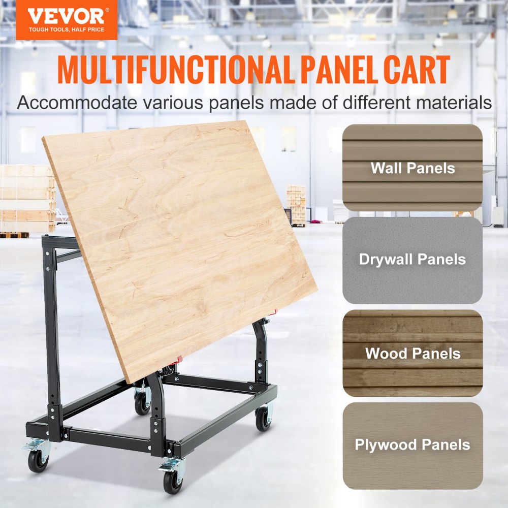 VEVOR Material Mate Panel Cart and Shop Stand, 4 x 4” Smooth Rolling ...