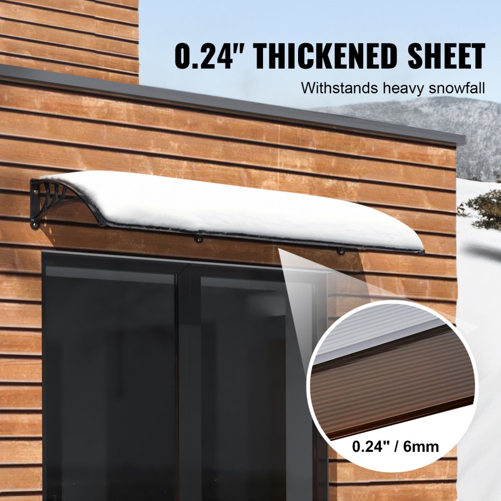 VEVOR Window Door Awning Canopy 40" x 40", UPF 50+ Polycarbonate Entry ...