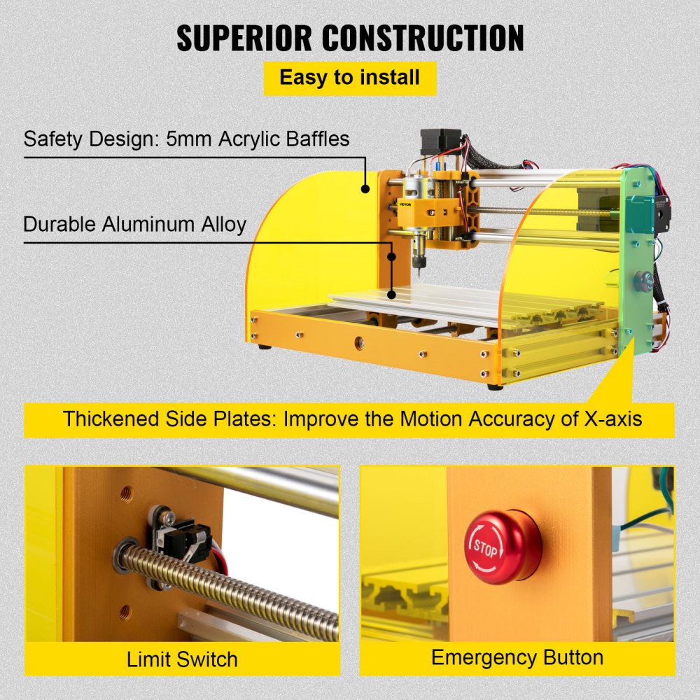 VEVOR CNC Router Machine, 3018-PRO w/GRBL Offline Control, Limit ...