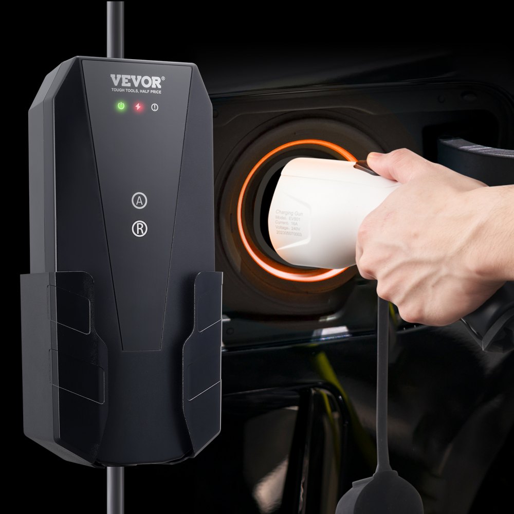 VEVOR Level 1+2 Portable EV Charger, 16 Amp 120V or 240V, Electric ...