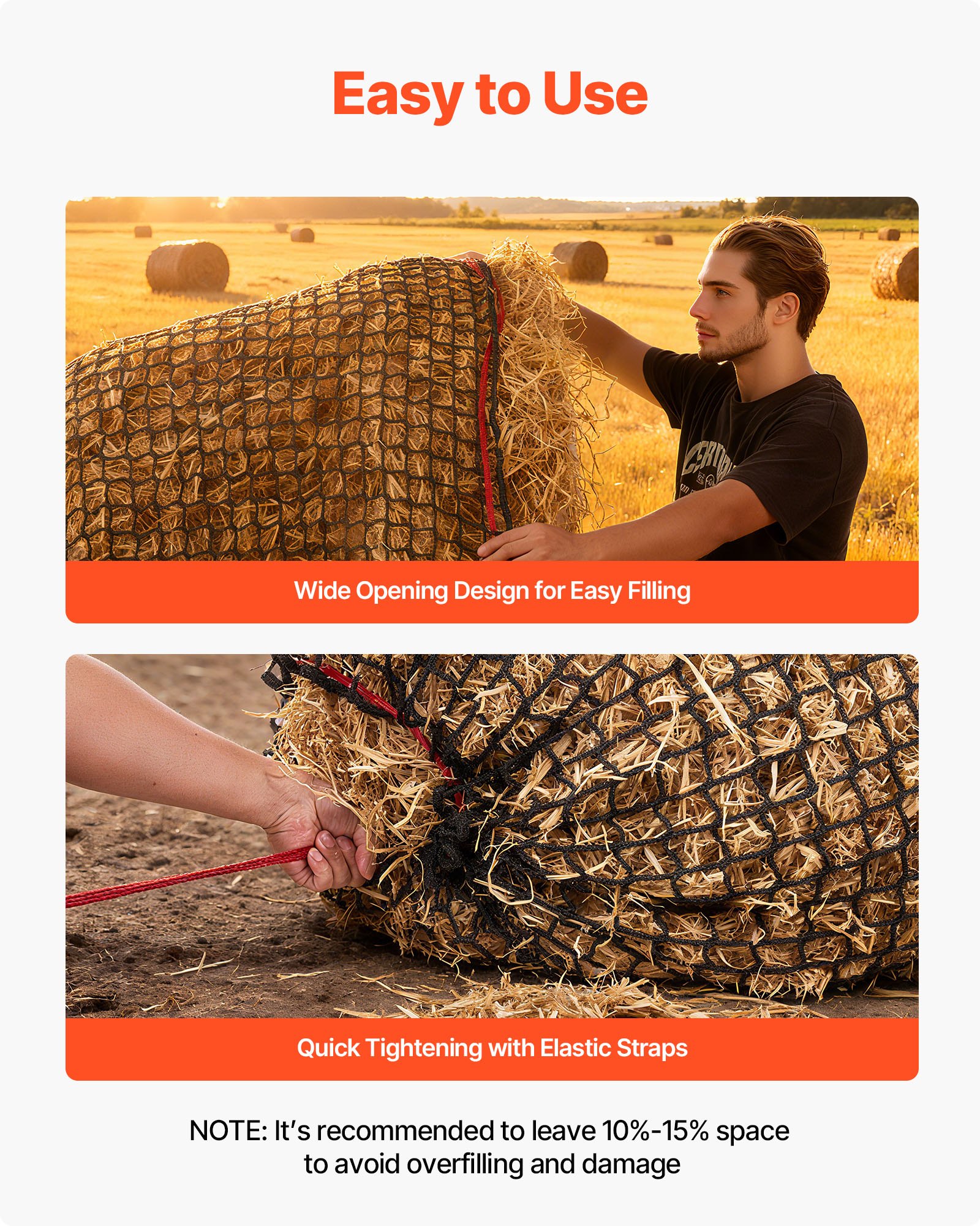 VEVOR Round Bale Hay Net – 5.91 ft Cube, 1.65-Inch Mesh