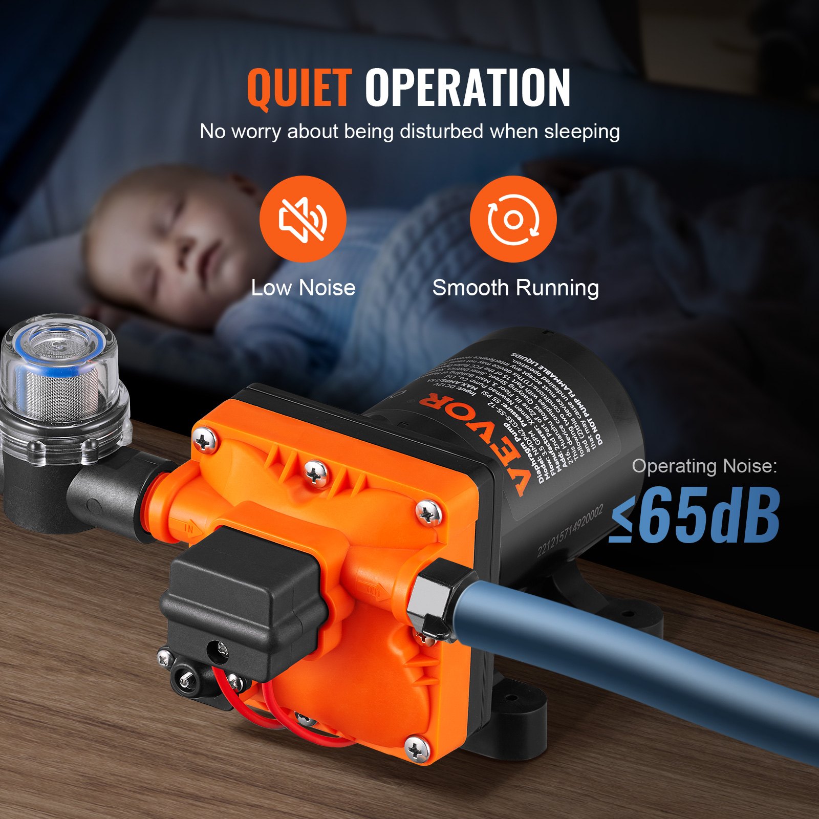 VEVOR 12V Water Pressure Diaphragm Pump Self-Priming Pump 55 PSI 3.5 ...