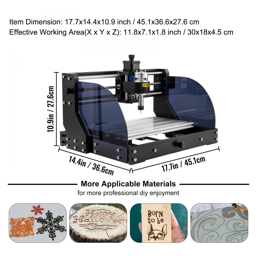 VEVOR Engraving Machine 300×180×45 mm CNC Router CNC 3018 Pro 15W Laser Engraver GRBL Control 3 ...