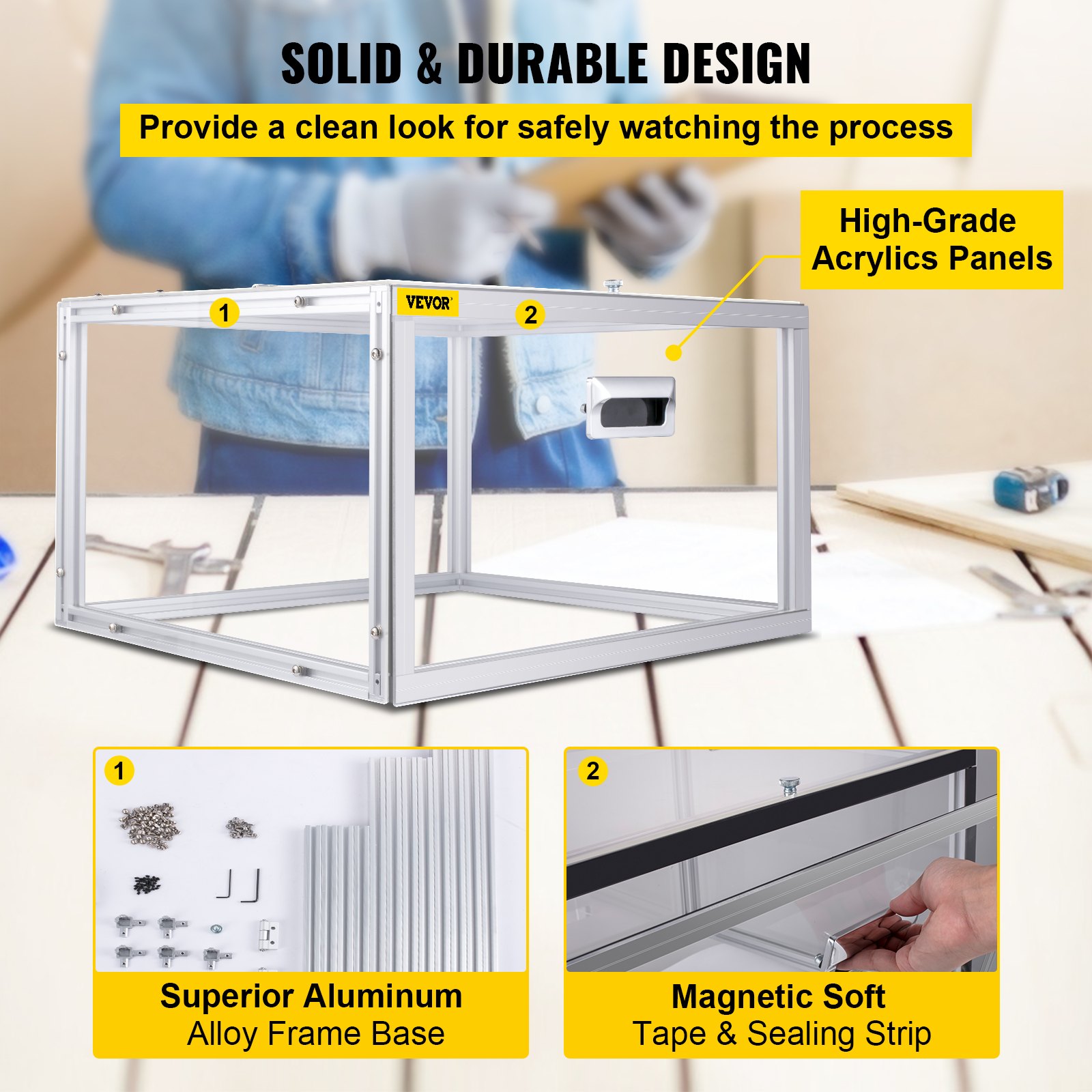 VEVOR Acrylic CNC Enclosure, Desktop Clear Cover, Enhanced Protection ...