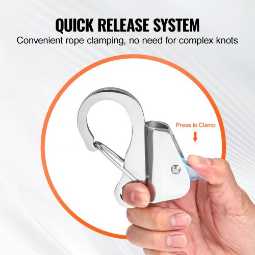 VEVOR Boat Anchor Hook, 304 Stainless Steel Slide Anchor, Knotless ...