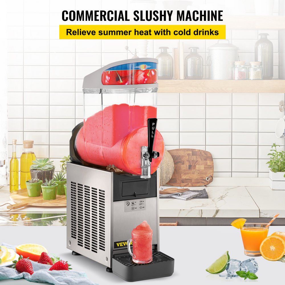VEVOR Commercial Slushy Machine, 12L/3.2 Gallons Food-Grade PC Tank ...