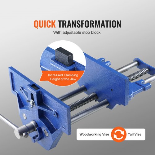 VEVOR Woodworking Vise, 13 inch Woodworking Bench Vise, Heavy-duty Cast ...