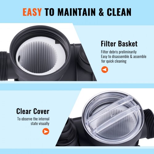 VEVOR Sand Filter Pump for Above Ground Pools, 12-inch, 3000 GPH, 1/2 ...