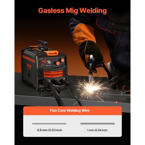 MIG Welder 130Amp Gasless Flux Core Mig Welding Machine with IGBT ...