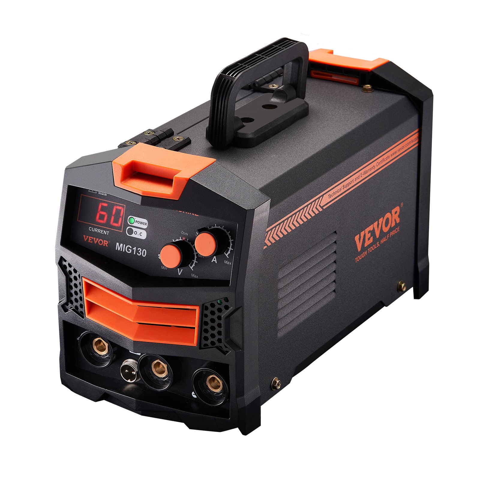 VEVOR MIG Welder, 130Amp Synergic Mig Welding Machine, Gasless Flux ...