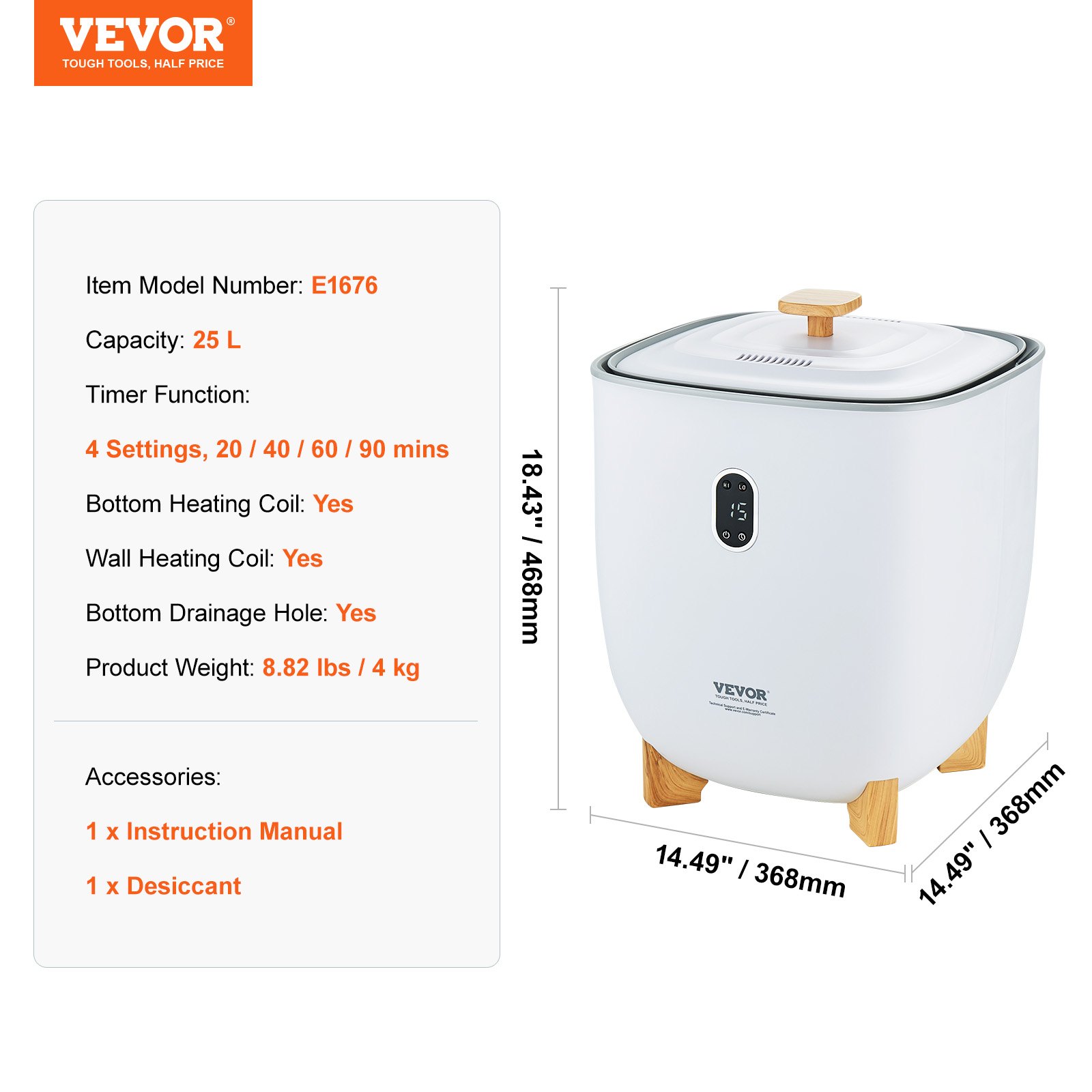 VEVOR Towel Warmer 25L, Towel Warmer Bucket with 2 Heating Modes, 20/40 ...