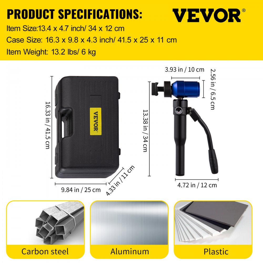 VEVOR Hydraulic Knockout Punch Set, 98KN(10 T) Knockout Hole Punch ...