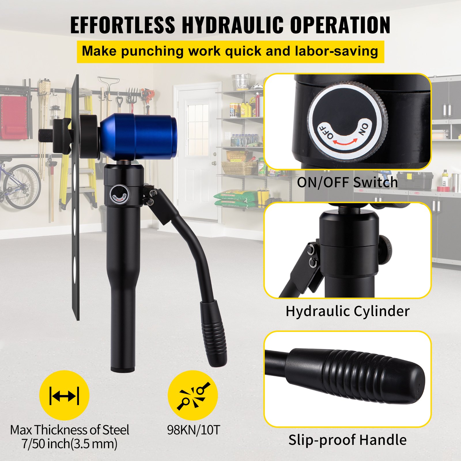 VEVOR Hydraulic Knockout Punch Set, 98KN(10 T) Knockout Hole Punch ...