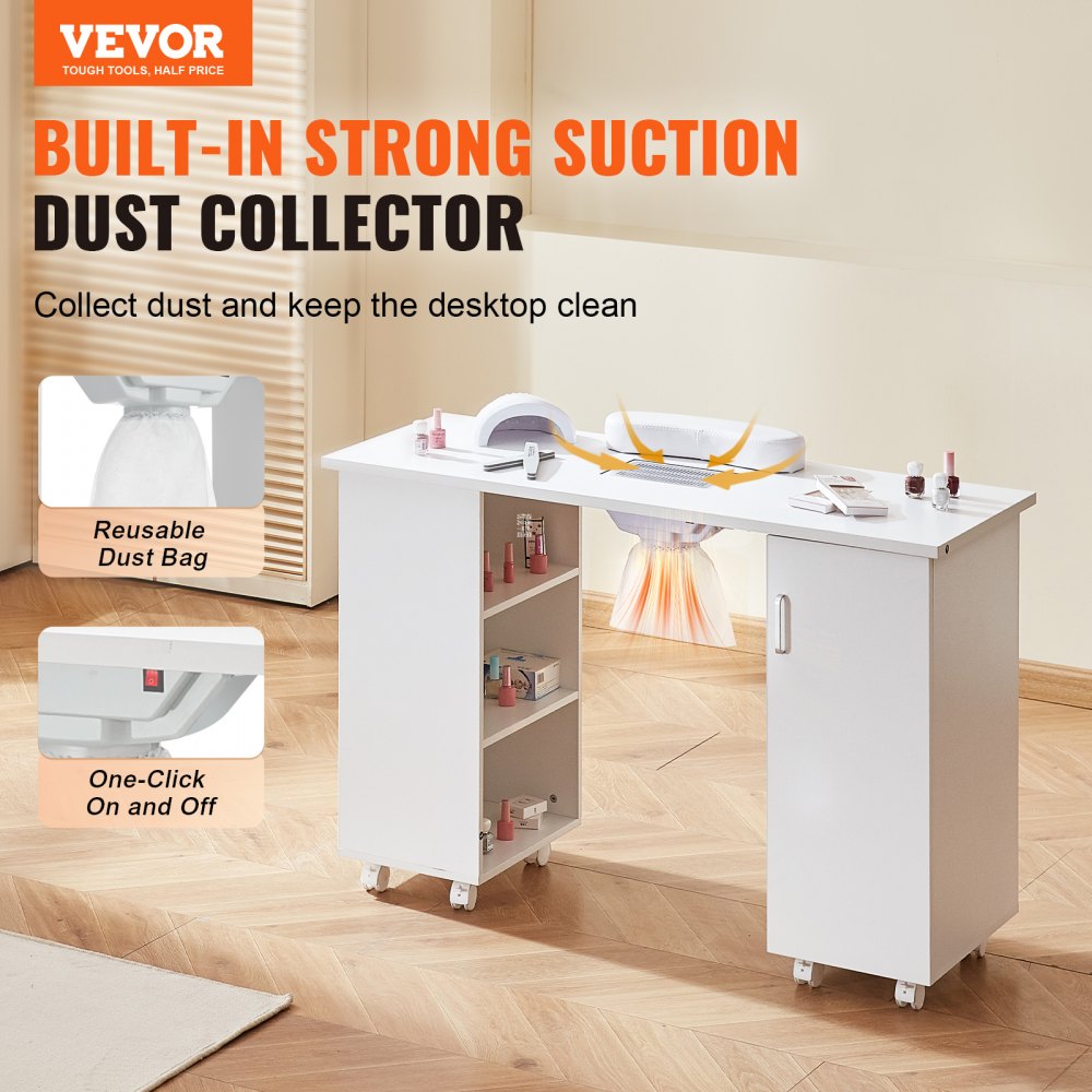 VEVOR Manicure Table, Nail Table Station with Electric Dust Collector ...