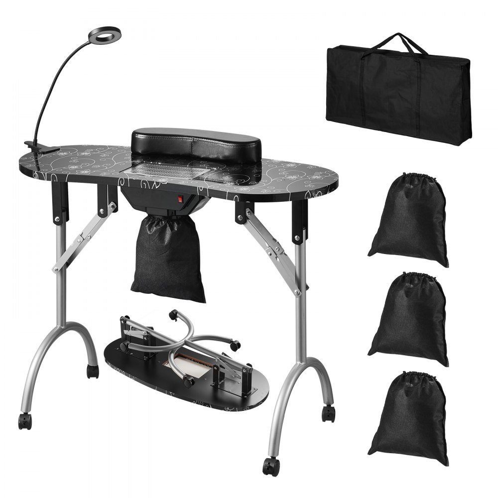 VEVOR Portable Manicure Table, Foldable Nail Table with Electric Dust ...