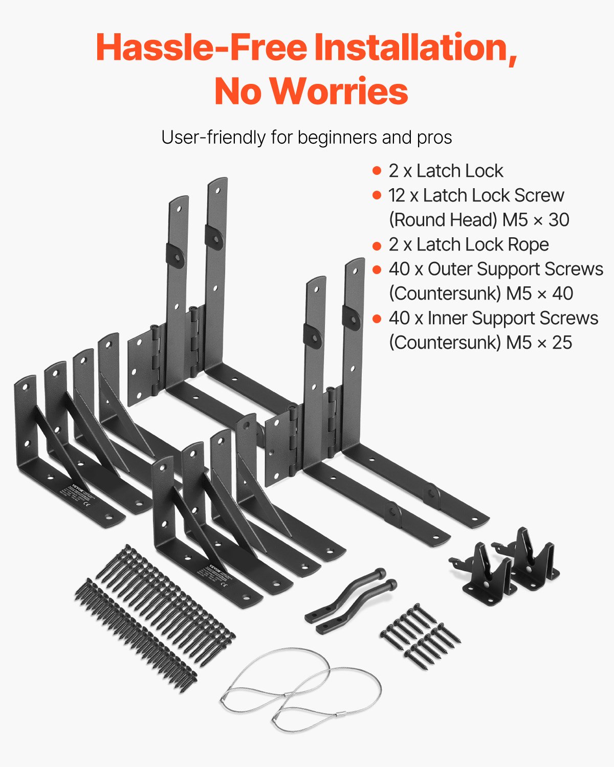 VEVOR Gate Corner Brace Bracket, 2 Sets, Anti Sag Gate Frame Hardware Kit, Gate Frame Brace ...