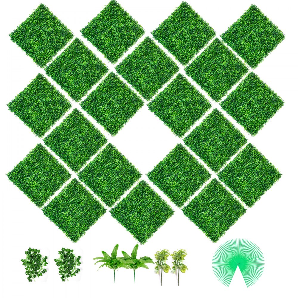 Vevor Artificial Boxwood Panels 20 Pcs 20x20 Boxwood Hedge Wall
