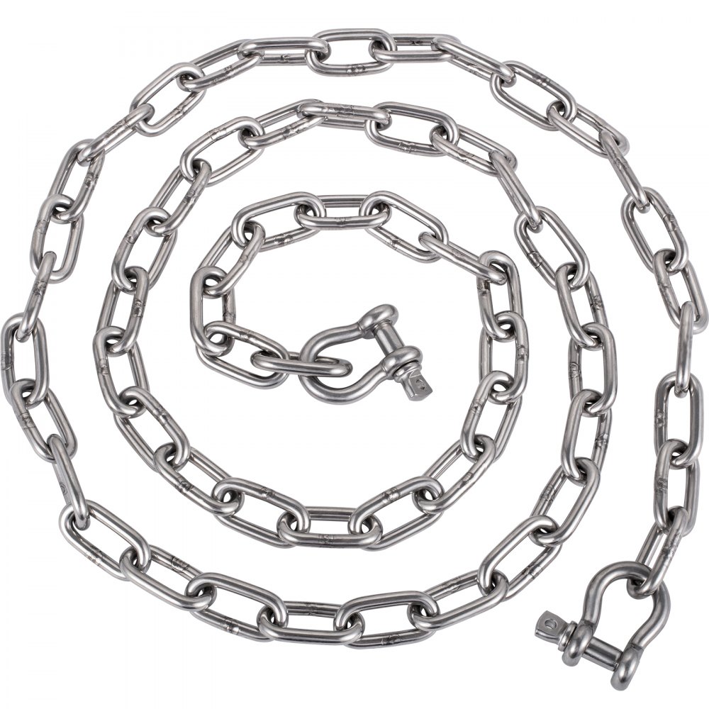 VEVOR Anchor Chain, 10 ft x 5/16 in 316 Stainless Steel Chain, 3/8 ...