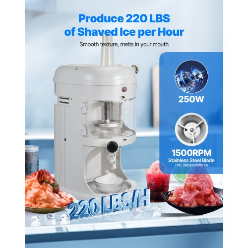 Commercial Fluffy Shaved Ice Machine 220LBS/H Electric Ice Crusher ...