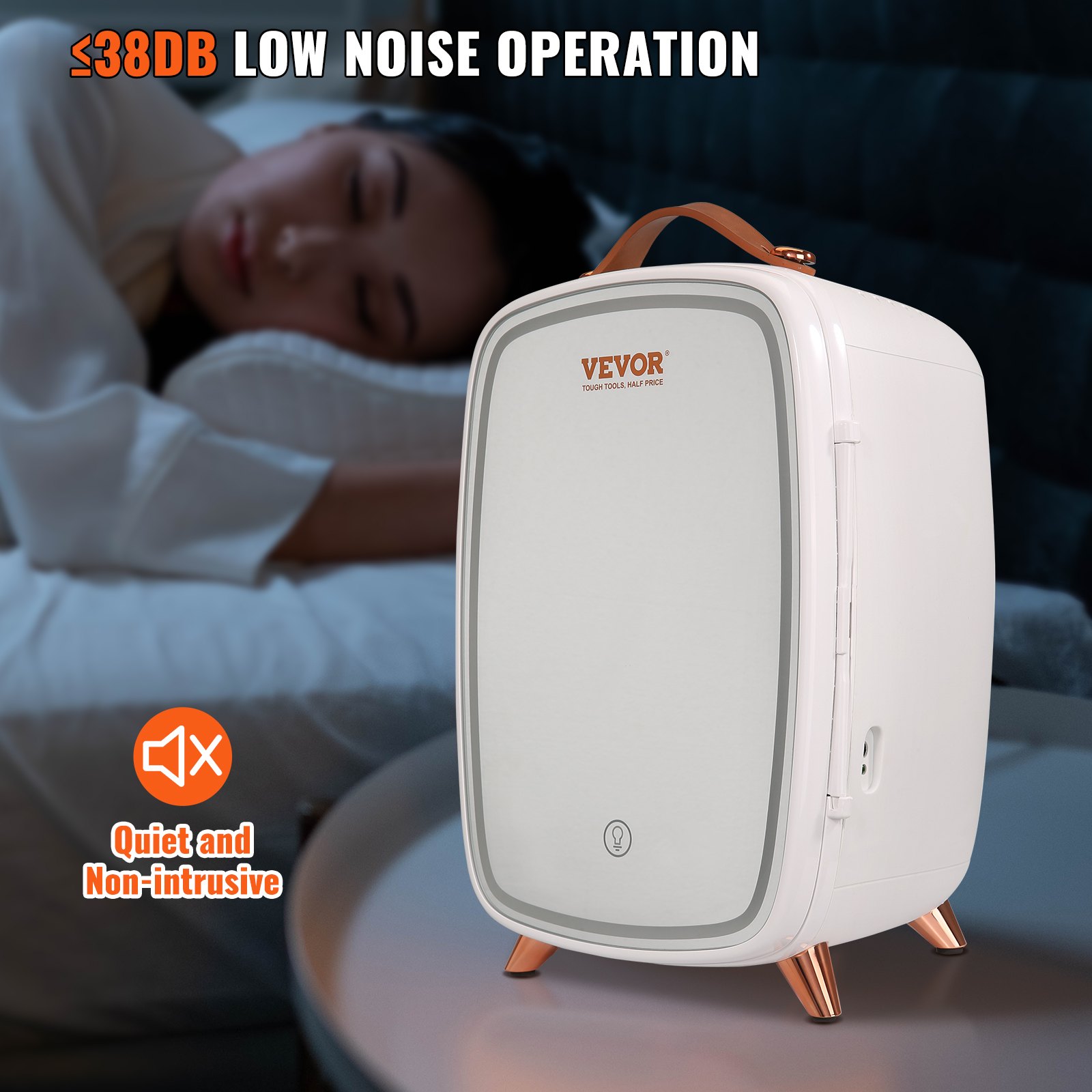 Vevor Mini Fridge for Bedroom, 6L Luxury Skin Care Fridges with Mirror ...
