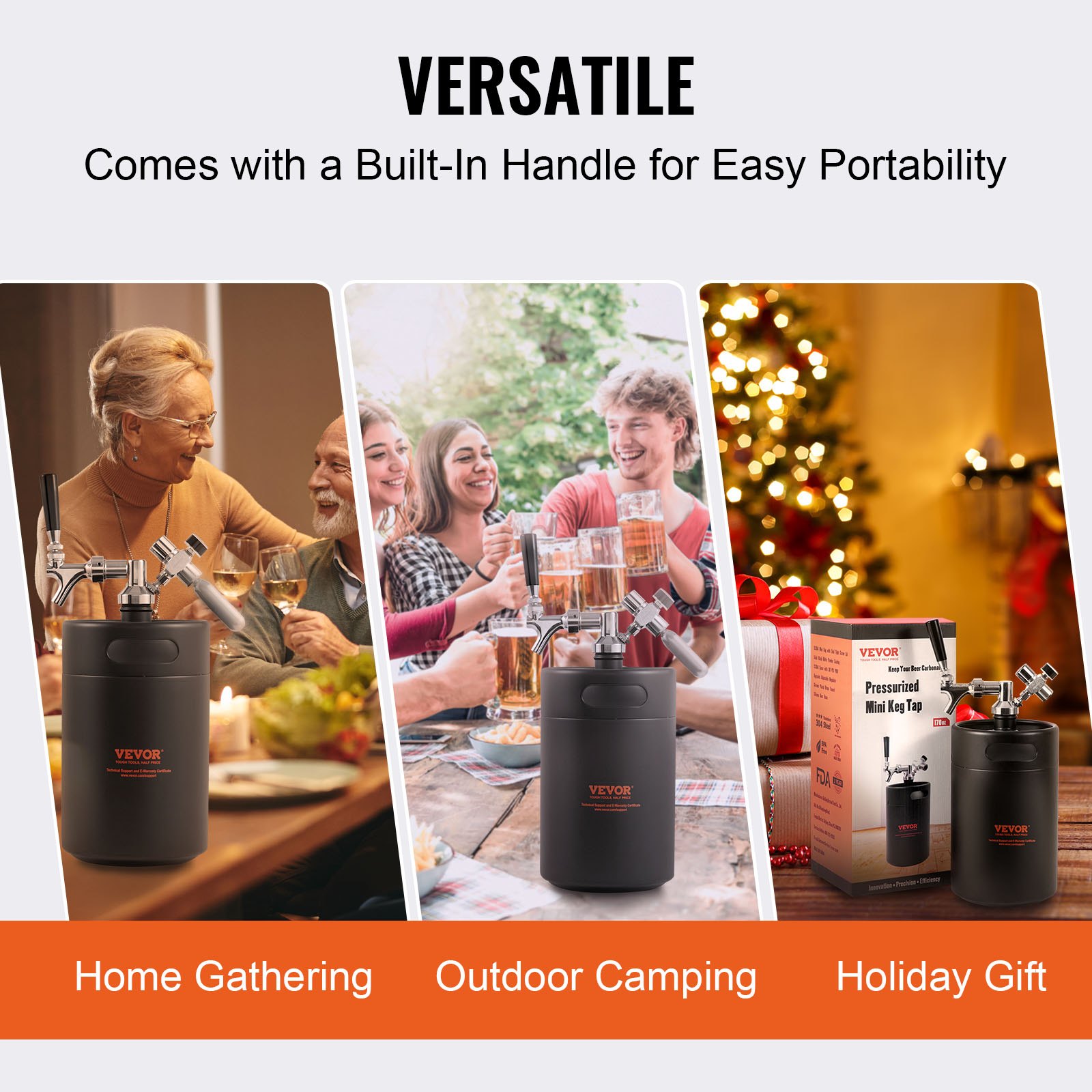 VEVOR Beer Growler Tap System, 5L Mini Keg, 304 Stainless Steel ...