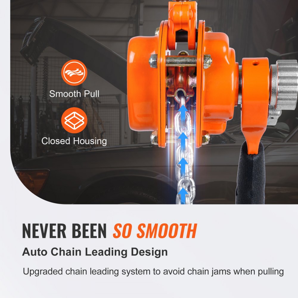 VEVOR Manual Lever Chain Hoist, 1/2 Ton 1100 lbs Capacity 5 FT Come ...