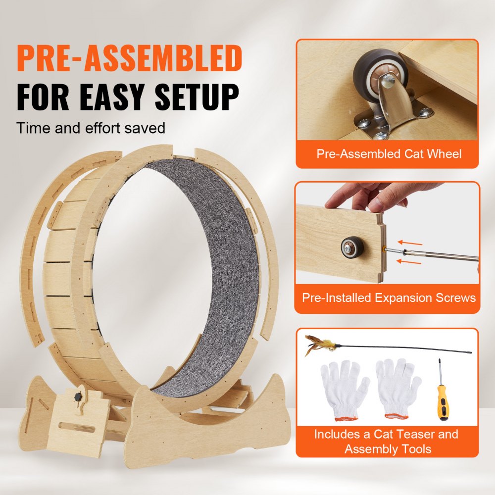 VEVOR Cat Exercise Wheel, Large Cat Treadmill Wheel for Indoor Cats, 29 ...