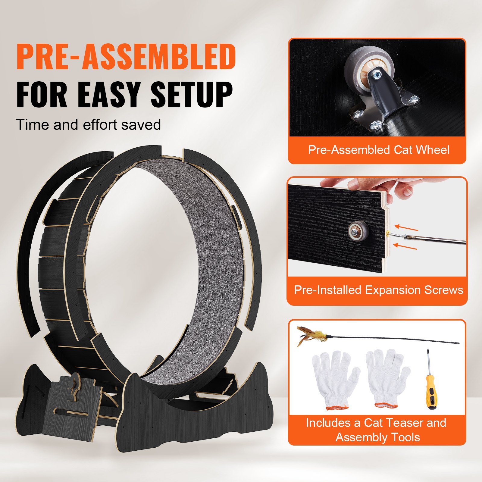 VEVOR Cat Exercise Wheel, Large Cat Treadmill Wheel for Indoor Cats, 43 ...