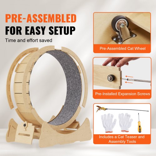 VEVOR Cat Exercise Wheel, Large Cat Treadmill Wheel for Indoor Cats, 52 ...