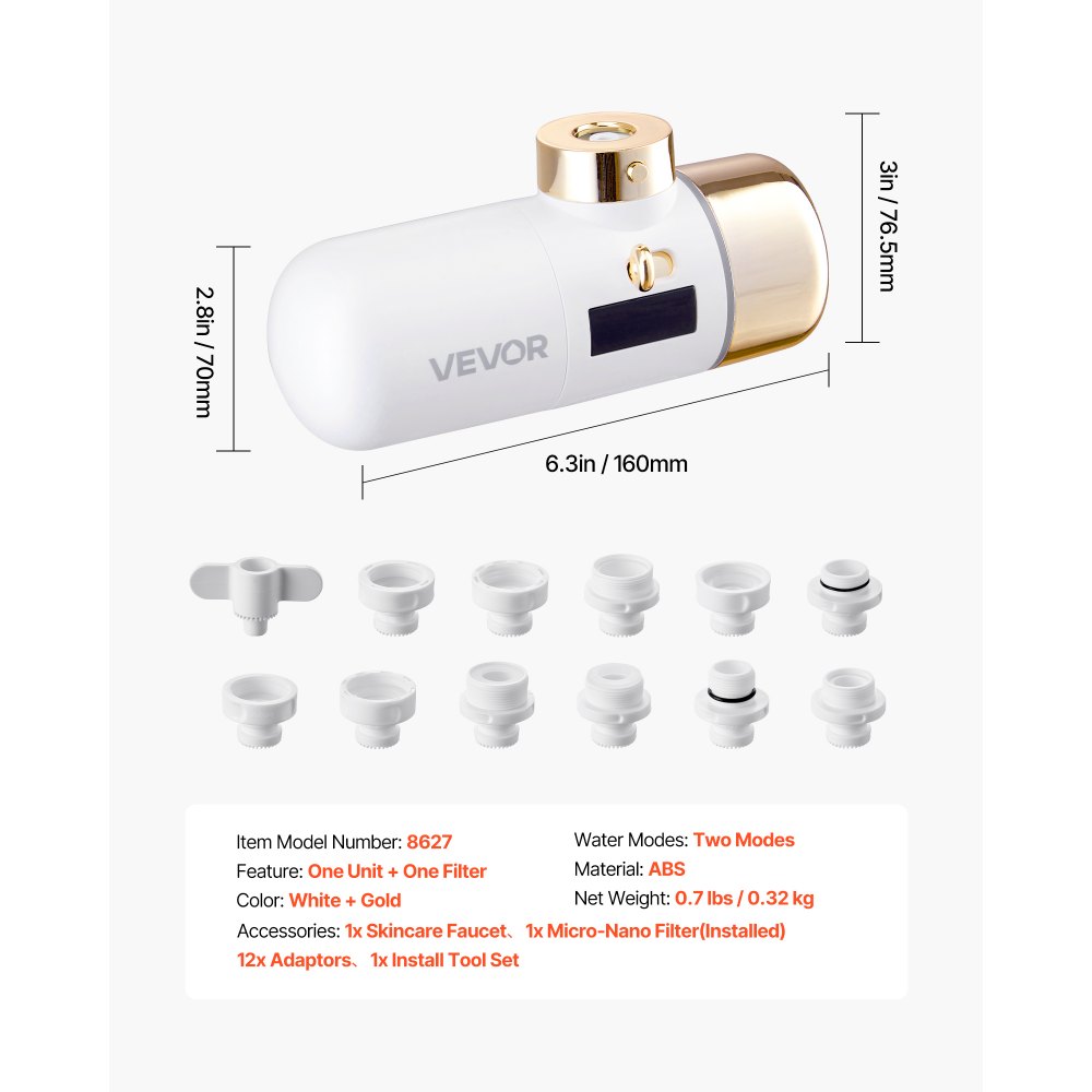VEVOR Skincare Water Filter, Faucet Mount Water Filters with Micro-nano ...