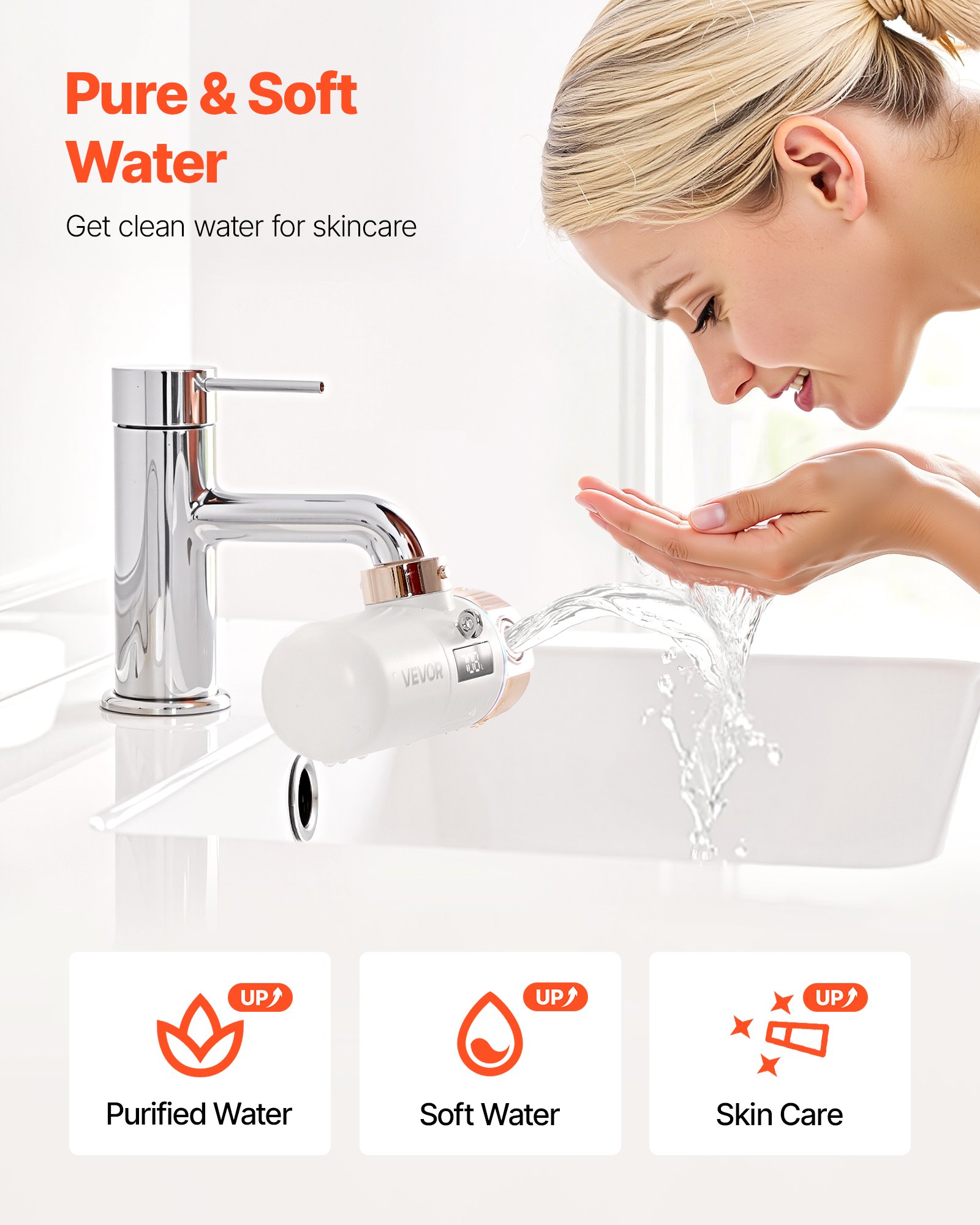 VEVOR Skincare Water Filter, Faucet Mount Water Filters with Micro-nano ...