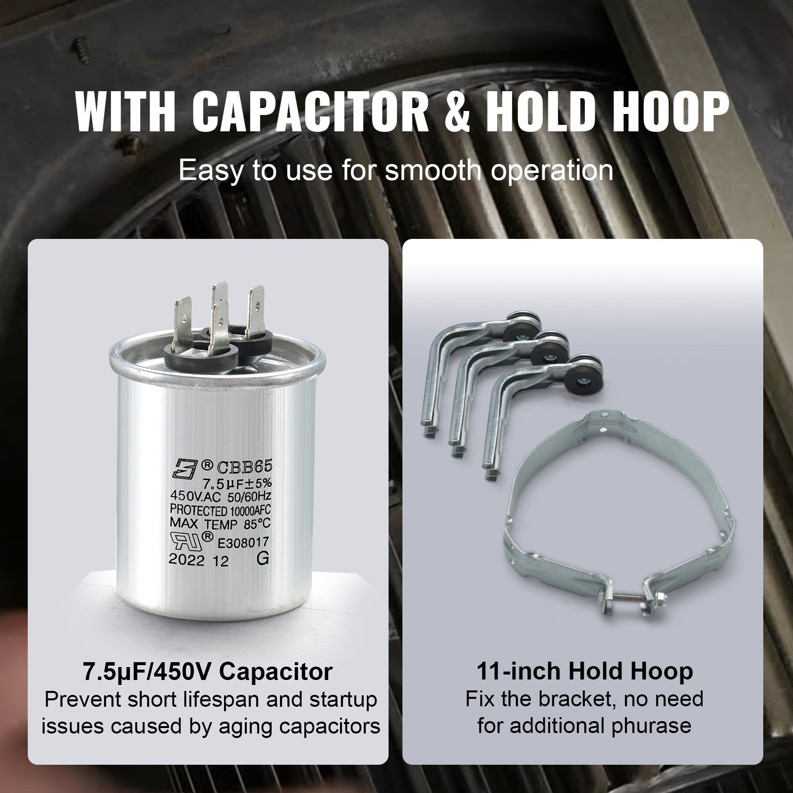 VEVOR 1/2HP Furnace Blower Motor, 208/230V 2.7Amps, 1075RPM 5 Speeds ...