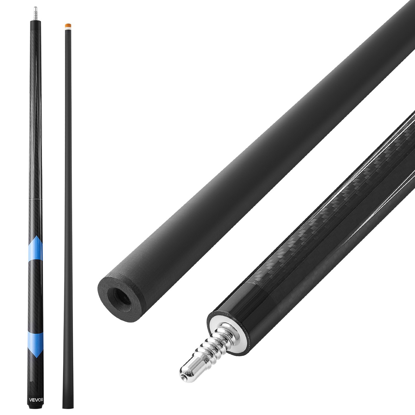 VEVOR Pool Cue, 1 Piece Pool Stick, 58 inch & 19 oz Carbon Fiber ...