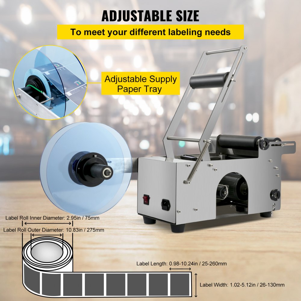 VEVOR VEVOR MT-50 Semi-Automatic Round Bottle Labeling Machine, Adjustable Bottle Labeler 50pcs ...