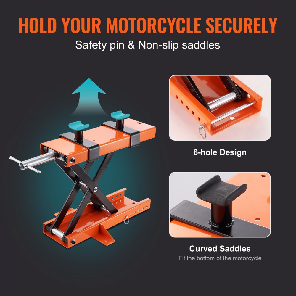 VEVOR Motorcycle Lift Scissor Jack Stand 1100 Lb with Saddle ATV Lift ...