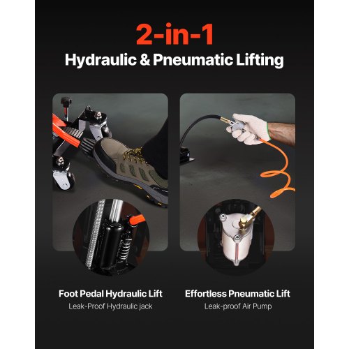 VEVOR 1500lbs Hydraulic & Pneumatic Motorcycle Jack Lift Hoist Stand 2 ...