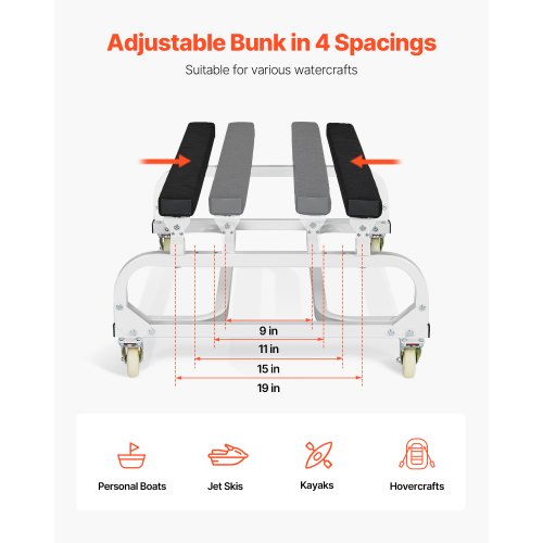 VEVOR Watercraft PWC Dolly, 1000 lbs Load Capacity, Jet Ski Stand PWC ...