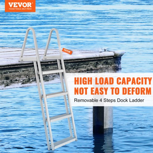 VEVOR Dock Ladder, Removable 4 Steps, 350 lbs Load Capacity, Aluminum ...