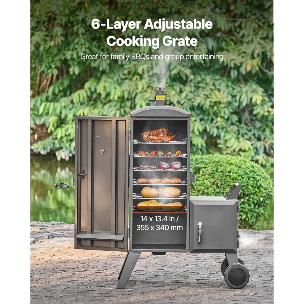 VEVOR Charcoal Barbecue Smoker Grill with Offset Firebox