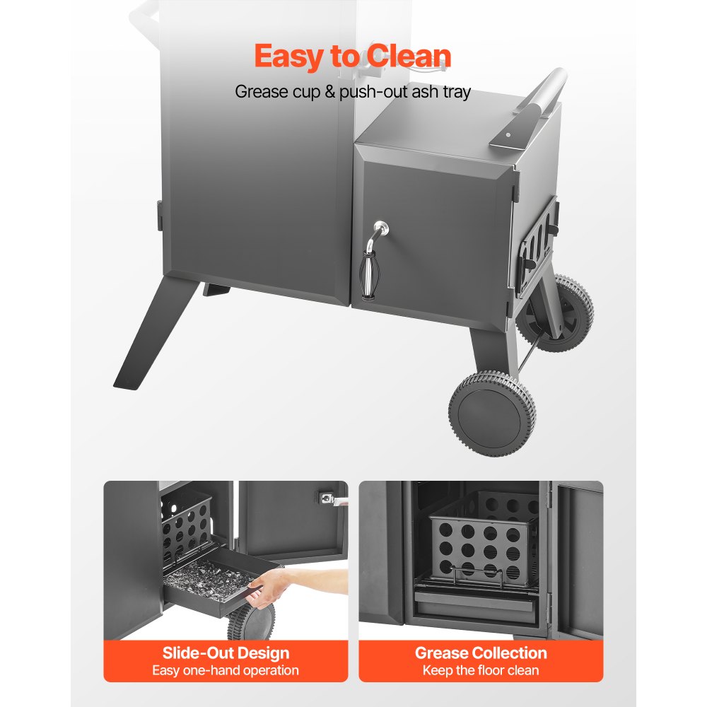 VEVOR Charcoal Barbecue Smoker Grill with Offset Firebox