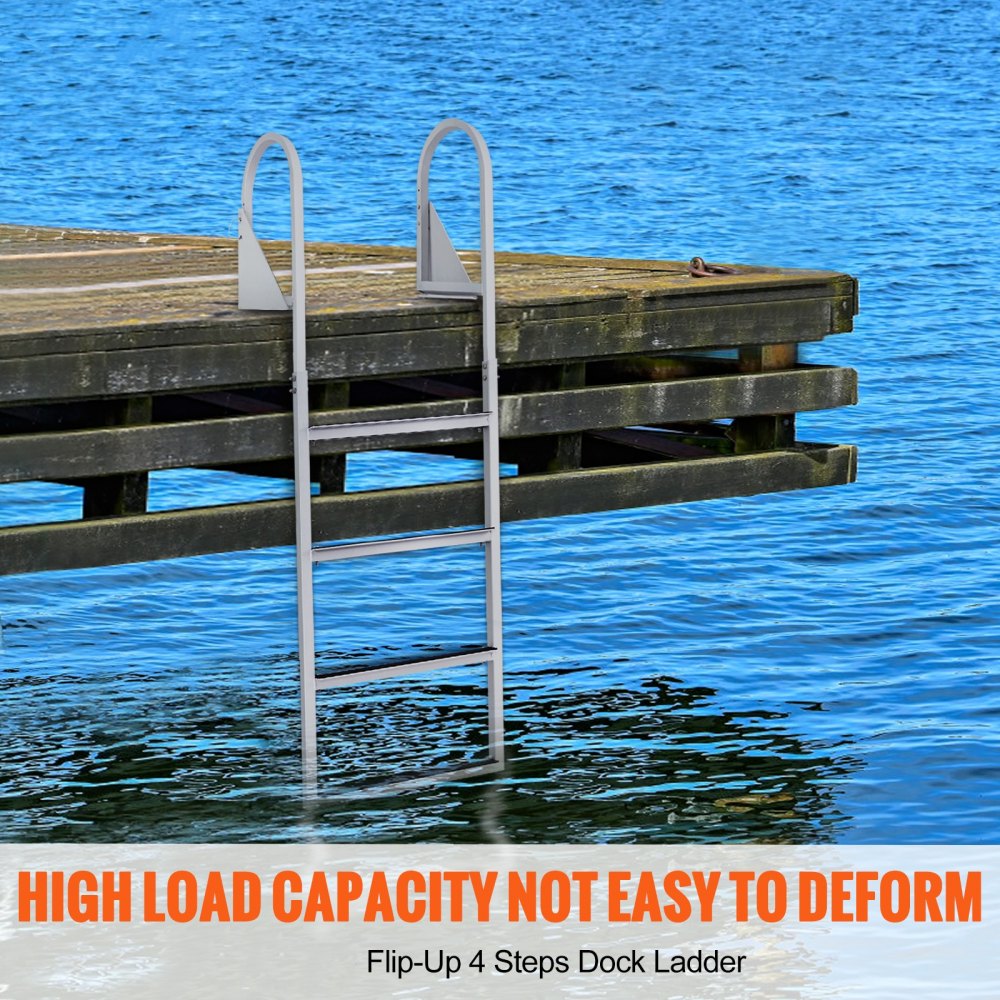 VEVOR Dock Ladder, Flip-Up 4 Steps, 159 kg Load Capacity, Aluminum ...